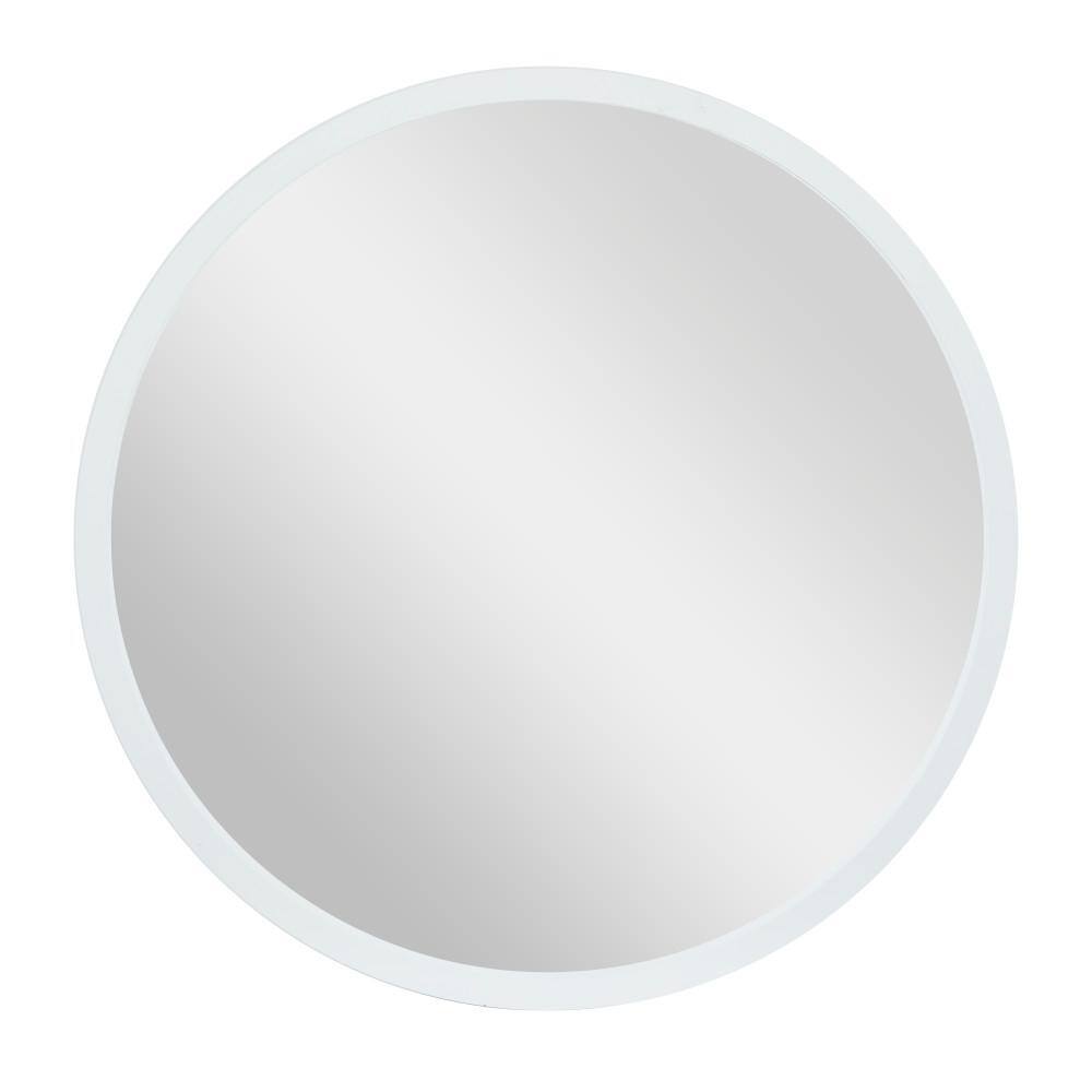 Litton Lane 42 in. x 42 in. Round Framed White Wall Mirror 041097 - The ...