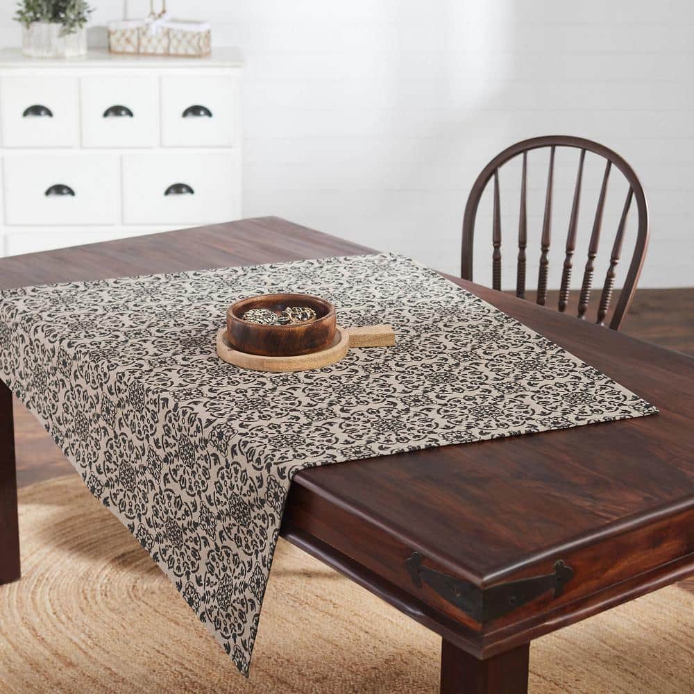 VHC Brands Custom House 42 in. W x 42 in. L Black Jacquard Medallion ...