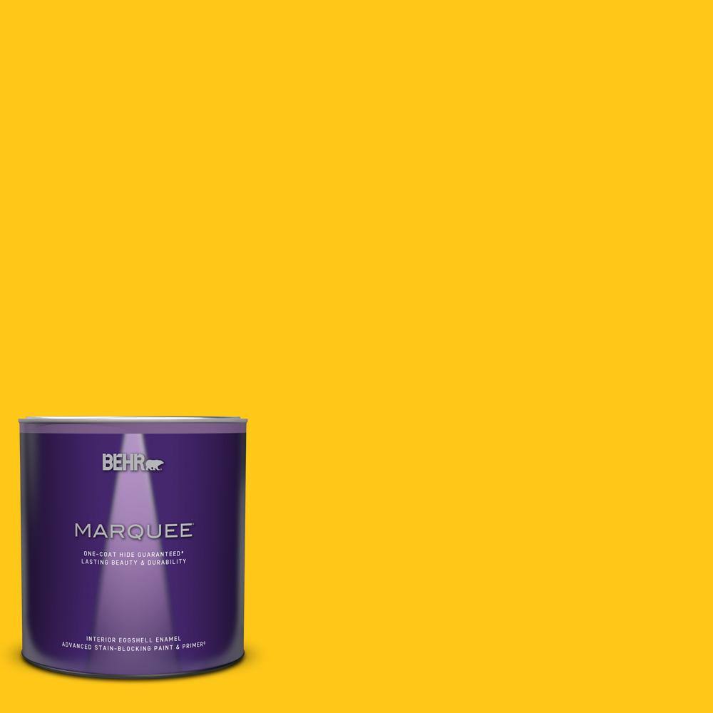BEHR MARQUEE 1 qt. #P300-7 Unmellow Yellow Eggshell Enamel Interior ...