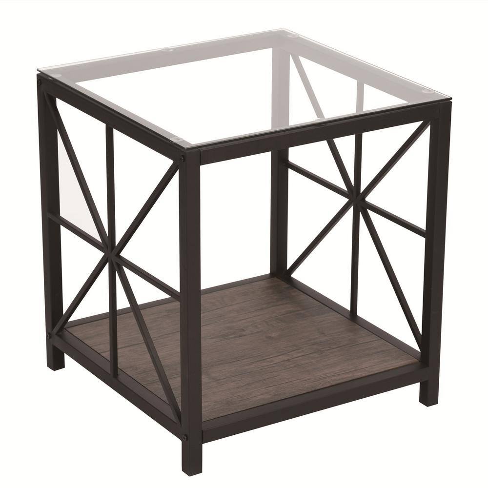 Homy Casa Shape 20 in. Clear Glass Square End Table SHAPE GLASS - The ...