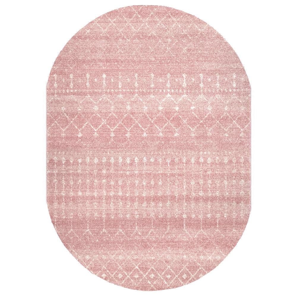 nuLOOM Blythe Modern Moroccan Trellis 4 ft. x 6 ft. Pink Oval Rug ...