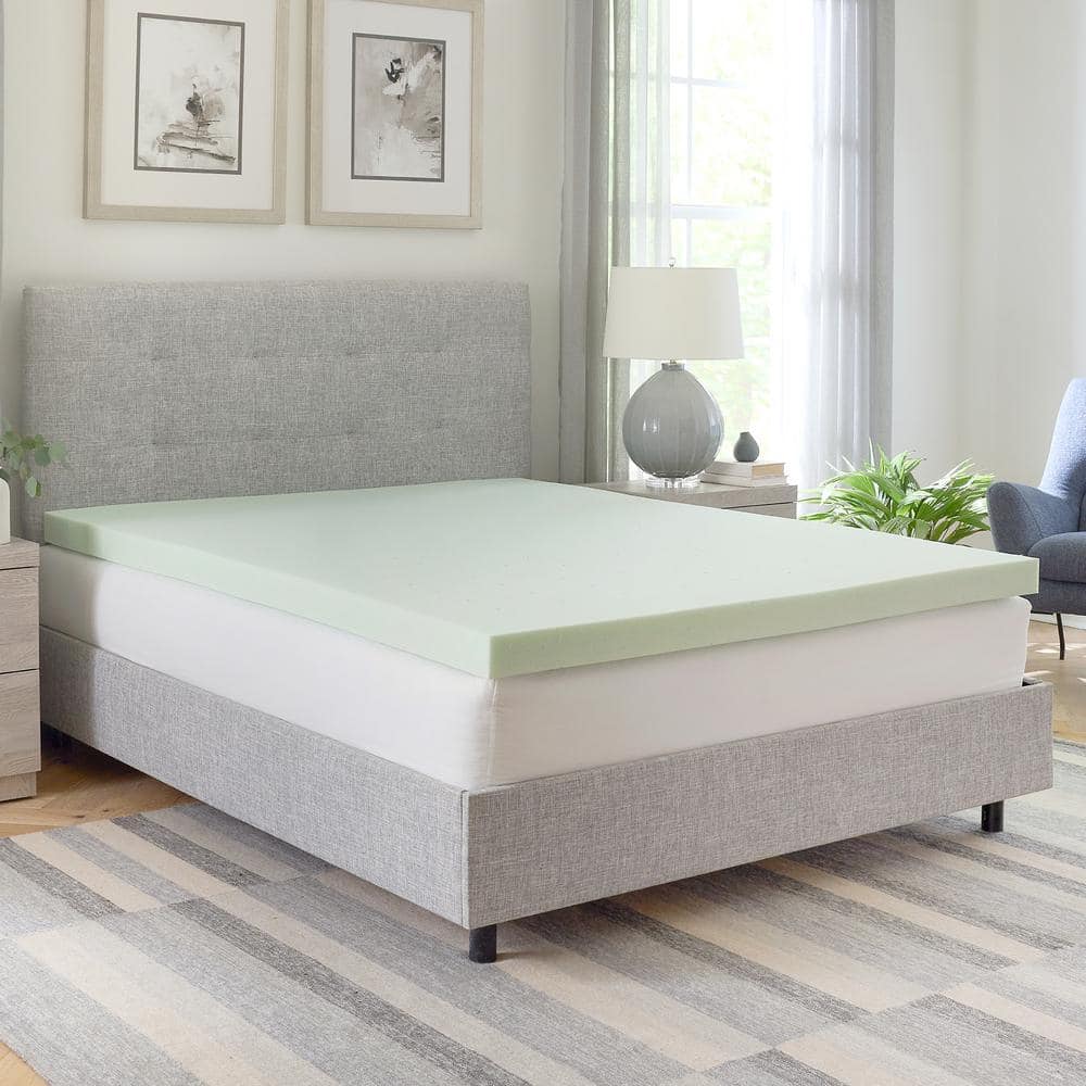 BODIPEDIC Essentials 3 in. Queen Green Tea Infused Memory Foam Mattress ...