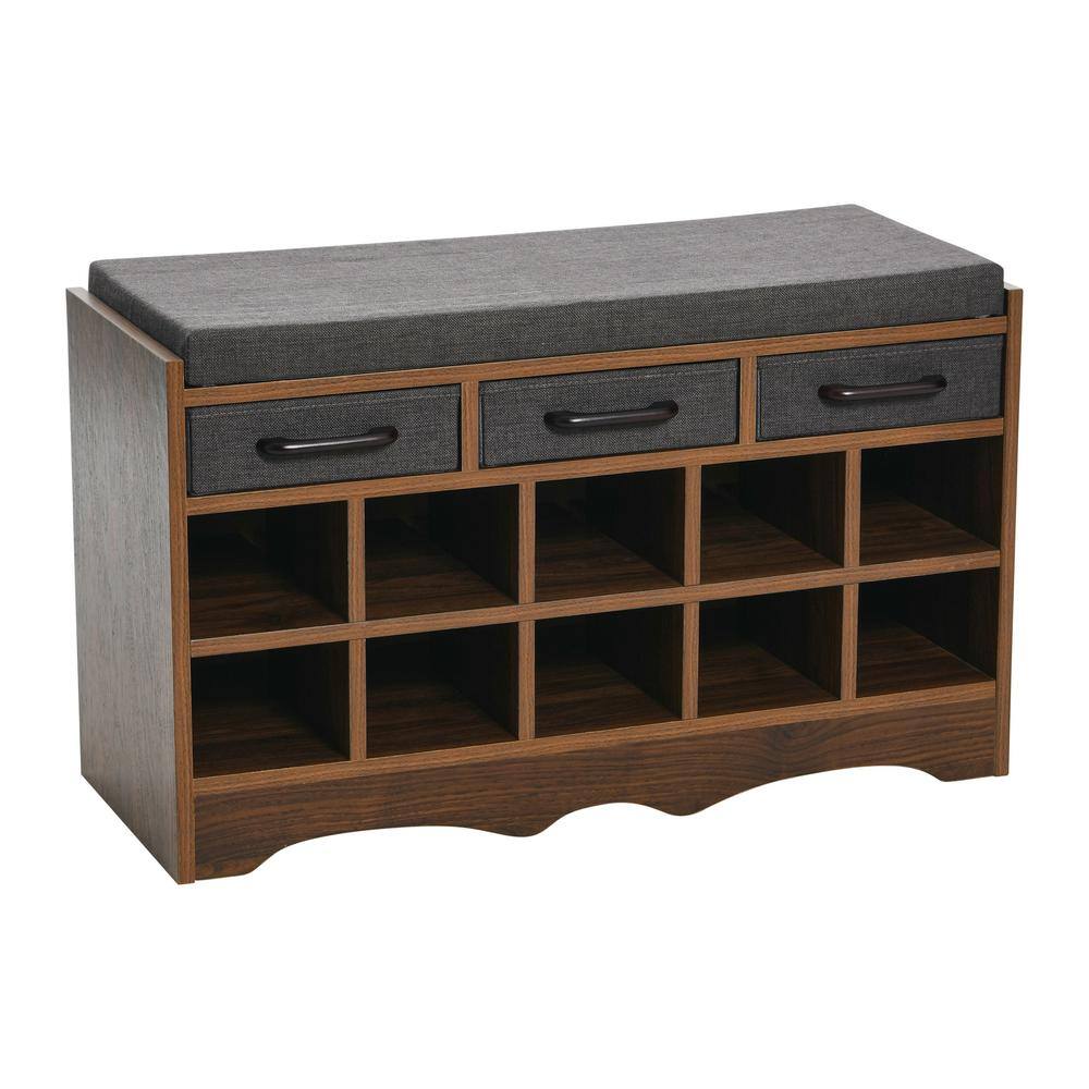 HOUSEHOLD ESSENTIALS 19.75 in. H x 32 in. W Mid-Century Walnut ...