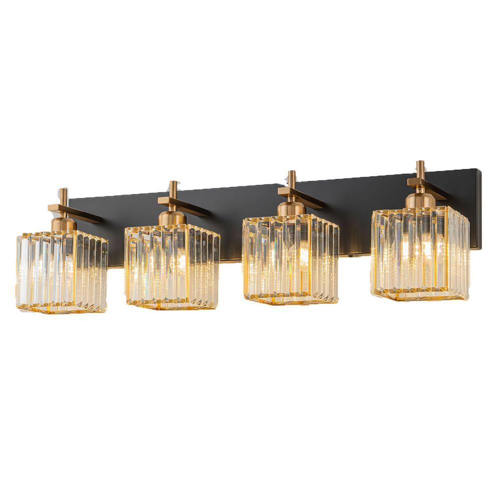 EDISLIVE Orillia 28 in. 4-Light Black and Gold Bathroom Vanity Light ...