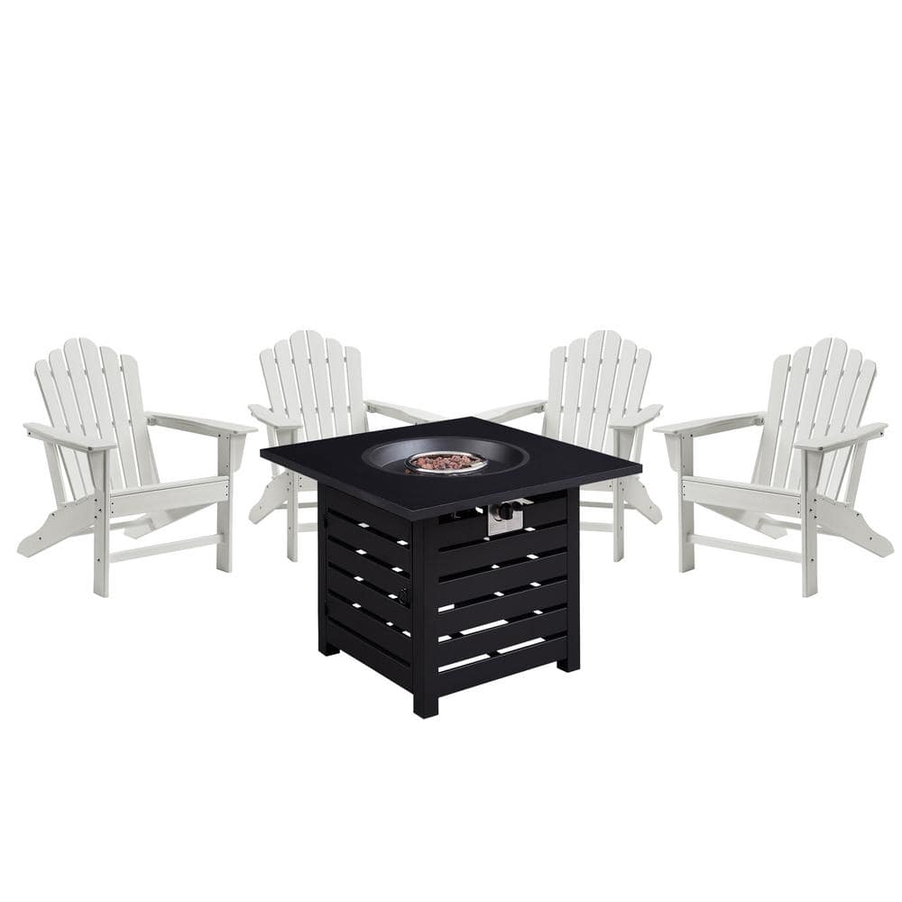 Mondawe 5-Piece White Recycled Plastic Patio Conversation Set ...