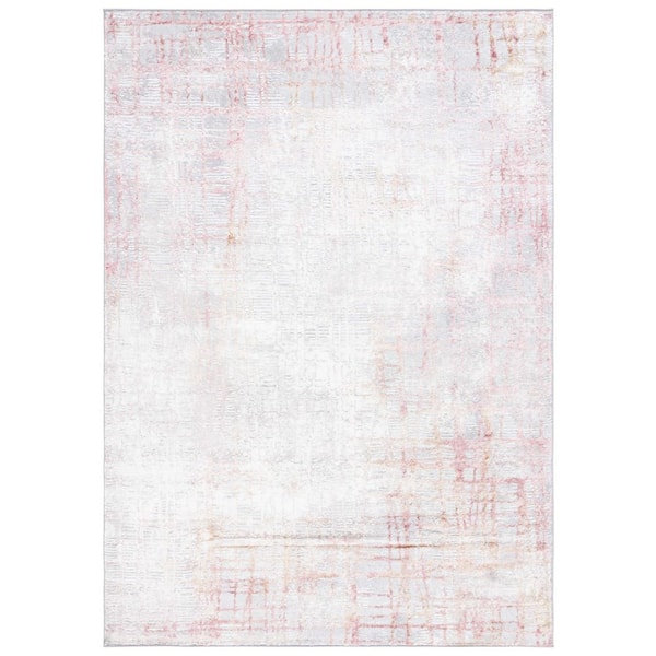 SAFAVIEH Meadow 4 ft. x 6 ft. Light Gray/Pink Distressed Abstract Area ...