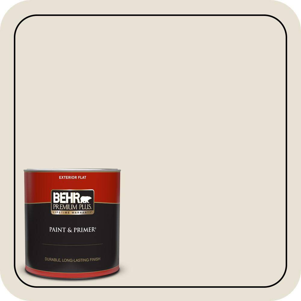 BEHR PREMIUM PLUS 1 Qt. #BXC-62 Alabaster Flat Exterior Paint & Primer ...