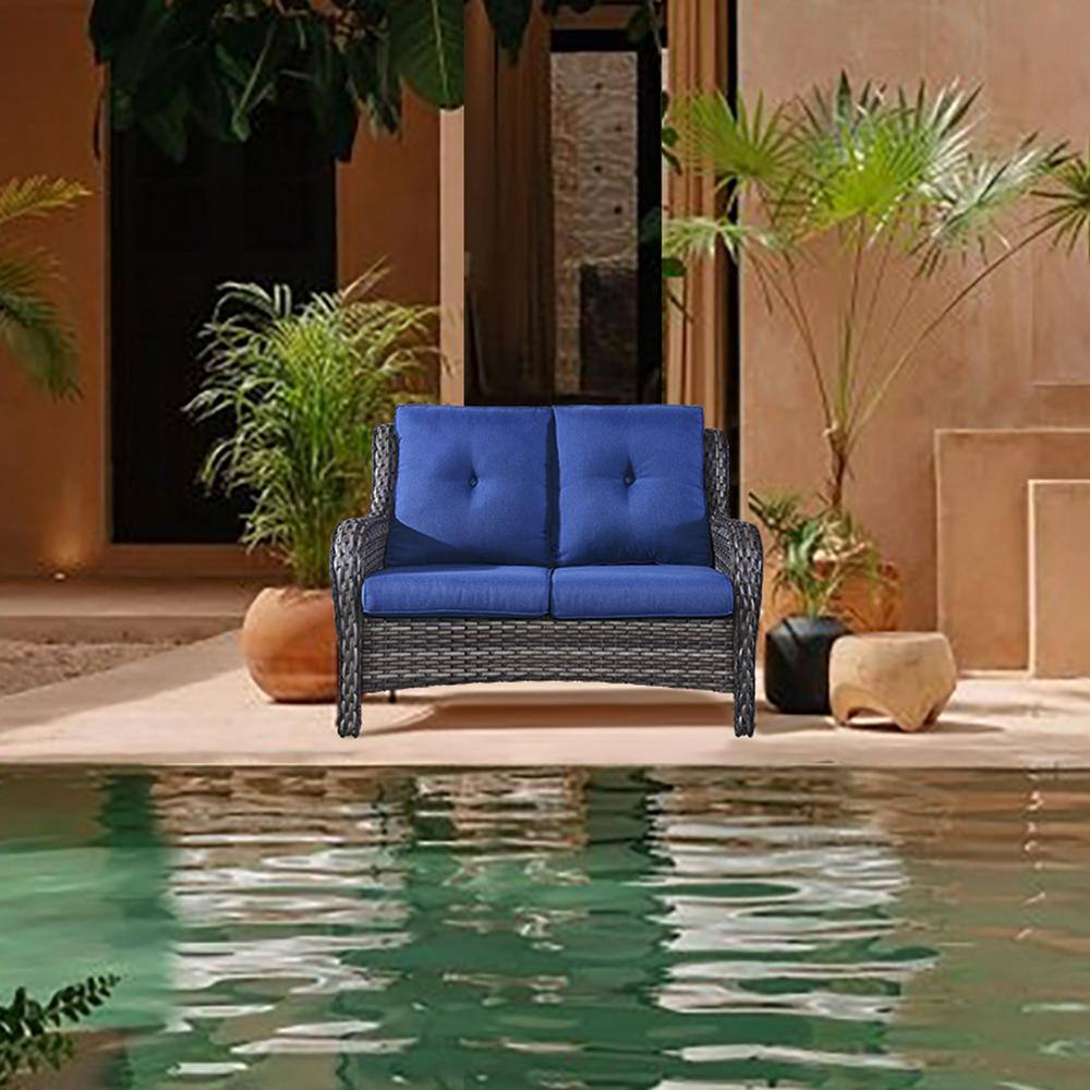 Opohoro ArcoBay 51.5-Inch Gray Wicker and Metal Frame Outdoor Patio ...