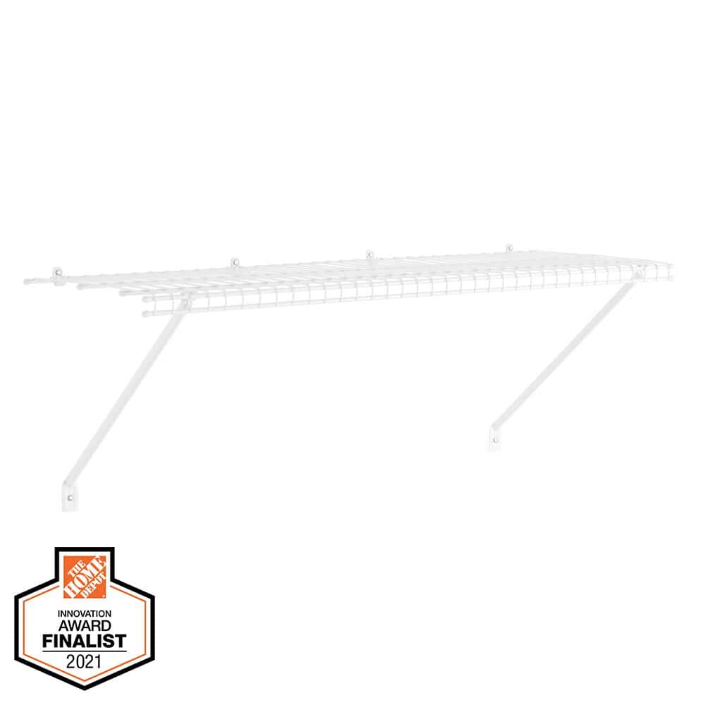 Everbilt 36 in. W to 36.82 in. W x 12 in. White Fixed Mount Shelf Kit ...