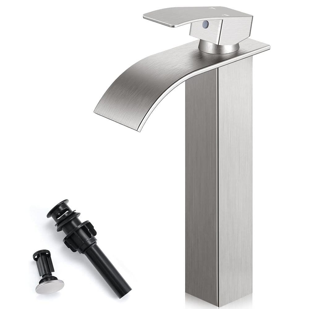 AKLFGN Single Handle Waterfall Vessel Sink Faucet with Pop-Up Drain in ...