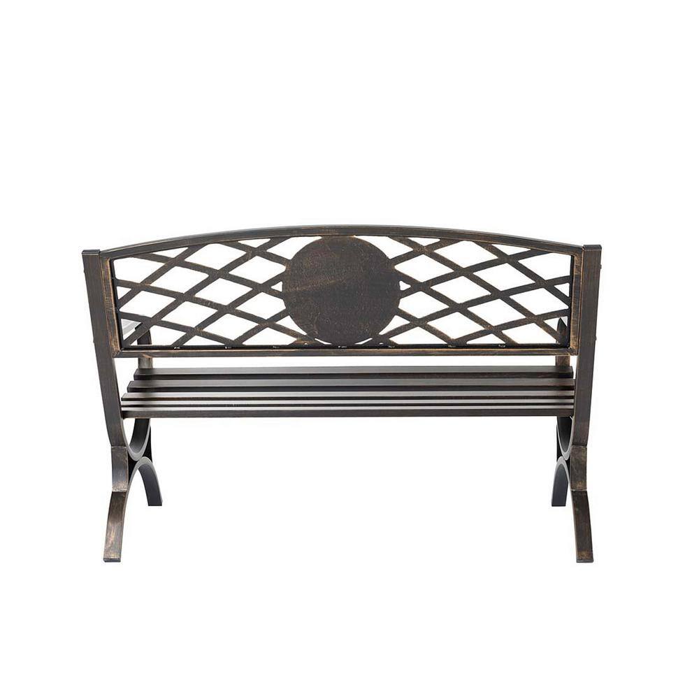 Evergreen 44 in. Metal Outdoor Thoughts and Hearts Garden Bench PHA073 ...