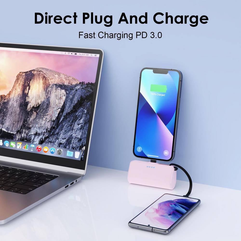 Yichuhaoxi Power Bank Mini Portable Charger in Pink with 5200mAh PD ...