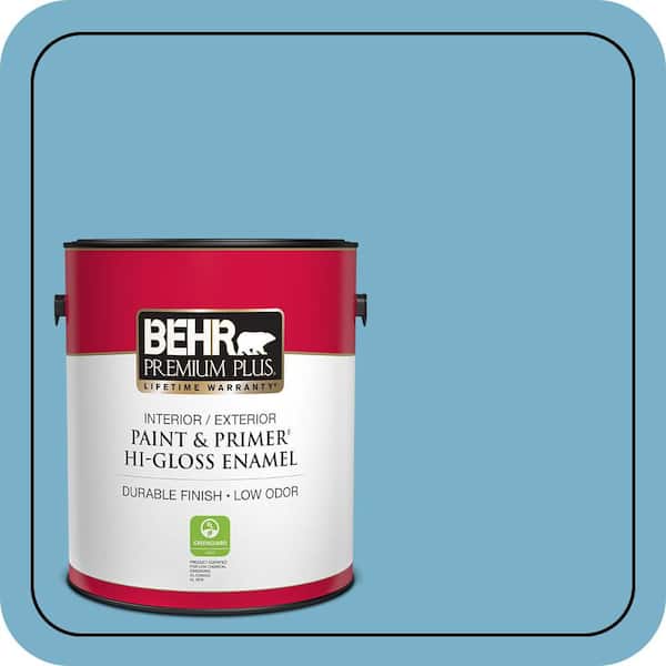 BEHR PREMIUM PLUS 1 gal. #M490-4 Frisky Blue Hi-Gloss Enamel Interior ...