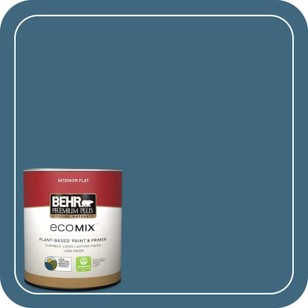 BEHR PREMIUM PLUS 1 qt. #MQ5-61 Ocean Storm Flat EcoMix Plant-Based ...