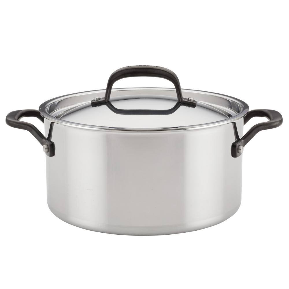 KitchenAid 6 qt. 5-Ply Clad Stainless Steel Induction Stockpot with Lid ...