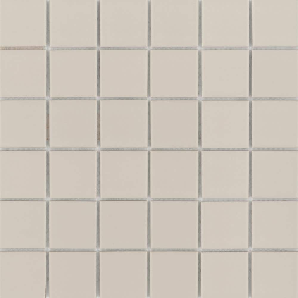 EMSER TILE Catch Fawn 12 in. x 12 in. Square Matte Porcelain Mosaic ...