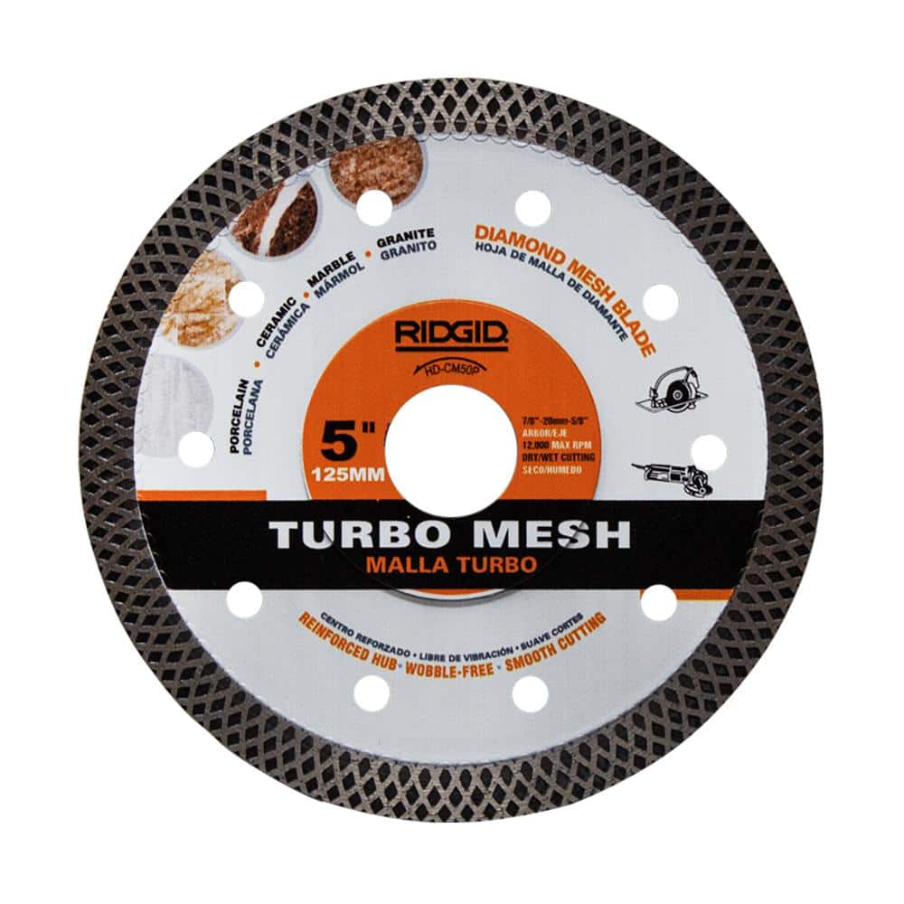 RIDGID 5 in. Turbo Mesh Rim Diamond Blade HD-CM50P - The Home Depot