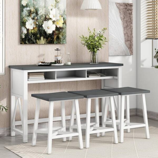 60 in. W x 18 in. D x 36.2 in. H Gray Wood Linen Cabinet with 3 Shelves ...