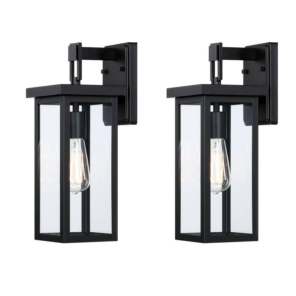 INNOBULE Matte Black Cuboid Outdoor Wall Light (2-Pack) QJ-ETL928-B-2 ...