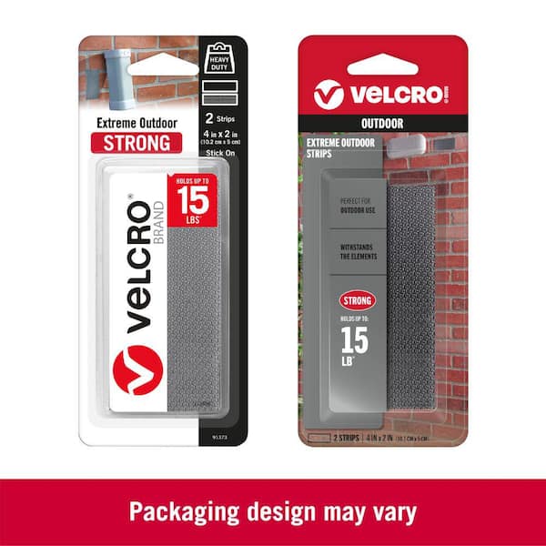 VELCRO 4 in. x 2 in. Industrial Strength Extreme Strip, Titanium 91373 ...