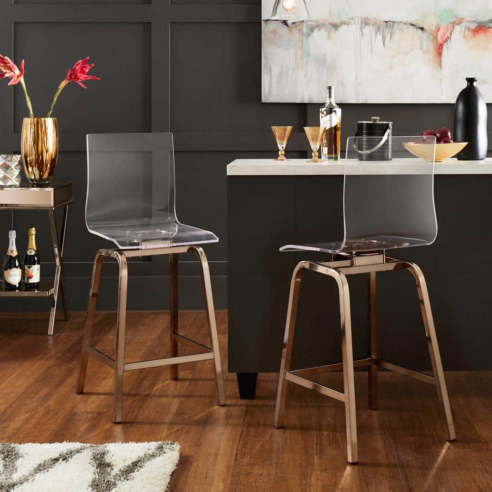 HomeSullivan 38.5 in. Gold Acrylic Swivel High Back Bar Stools (Set 2 ...