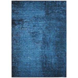 HomeRoots Navy Blue 8 ft. x 10 ft. Woven Abstract Rectangle Indoor ...