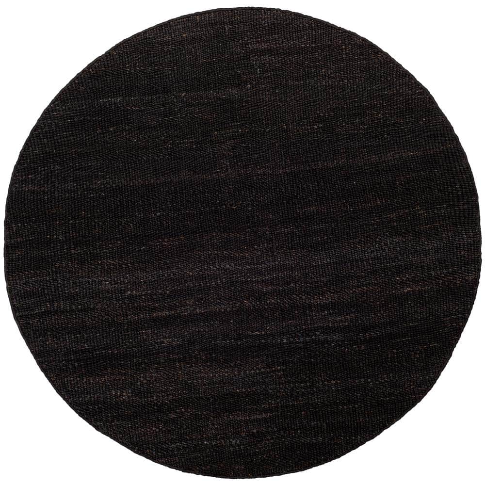 SAFAVIEH Natural Fiber Black 10 ft. x 10 ft. Gradient Solid Color Round ...