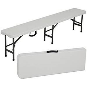 VINGLI 6 ft 2 Pack Plastic White Folding Bench, Portable in Outdoor ...