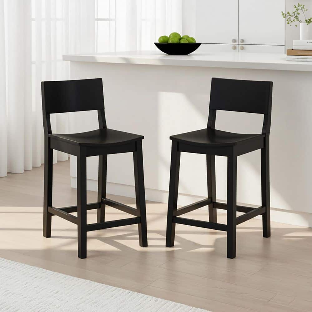 Linon Home Decor Harpe 35.75 in. H Black High Back Wood Counter Height ...