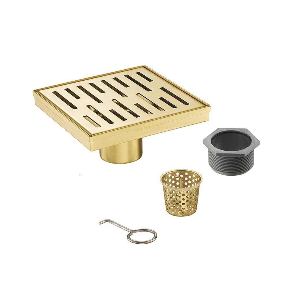 Elegante Drain Collection 4 in. Square Stainless Steel Drain Shower ...