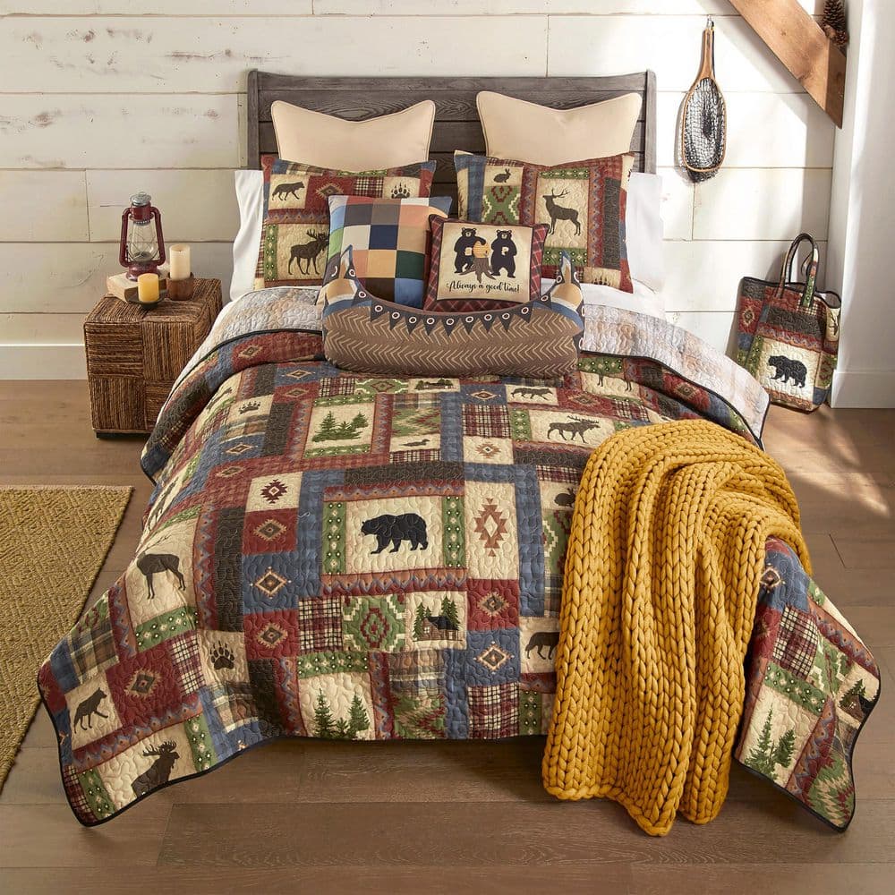 DONNA SHARP Forest Grove Multicolor 3-Piece Microfiber Queen Quilt Set ...