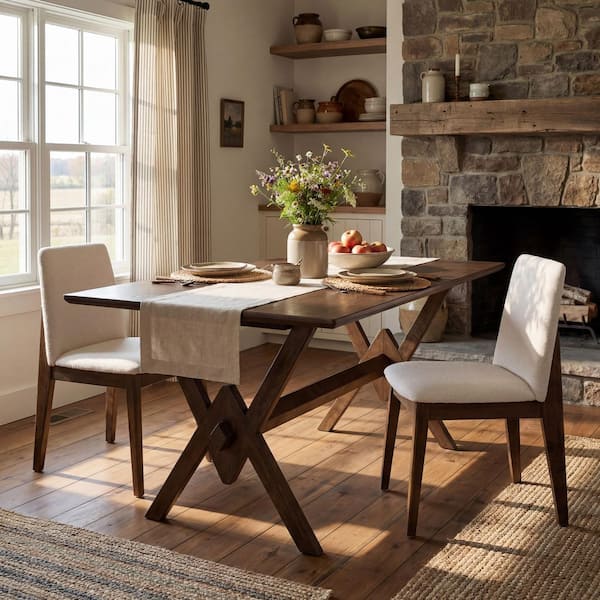 Harper & Bright Designs Scandinavian Style Rectangular Walnut Wood 35.5 ...