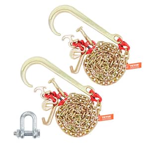 VEVOR 3/8 in. x 3 ft. G80 Tow Chain J Hook V- Chain Bridle Grab Hook ...