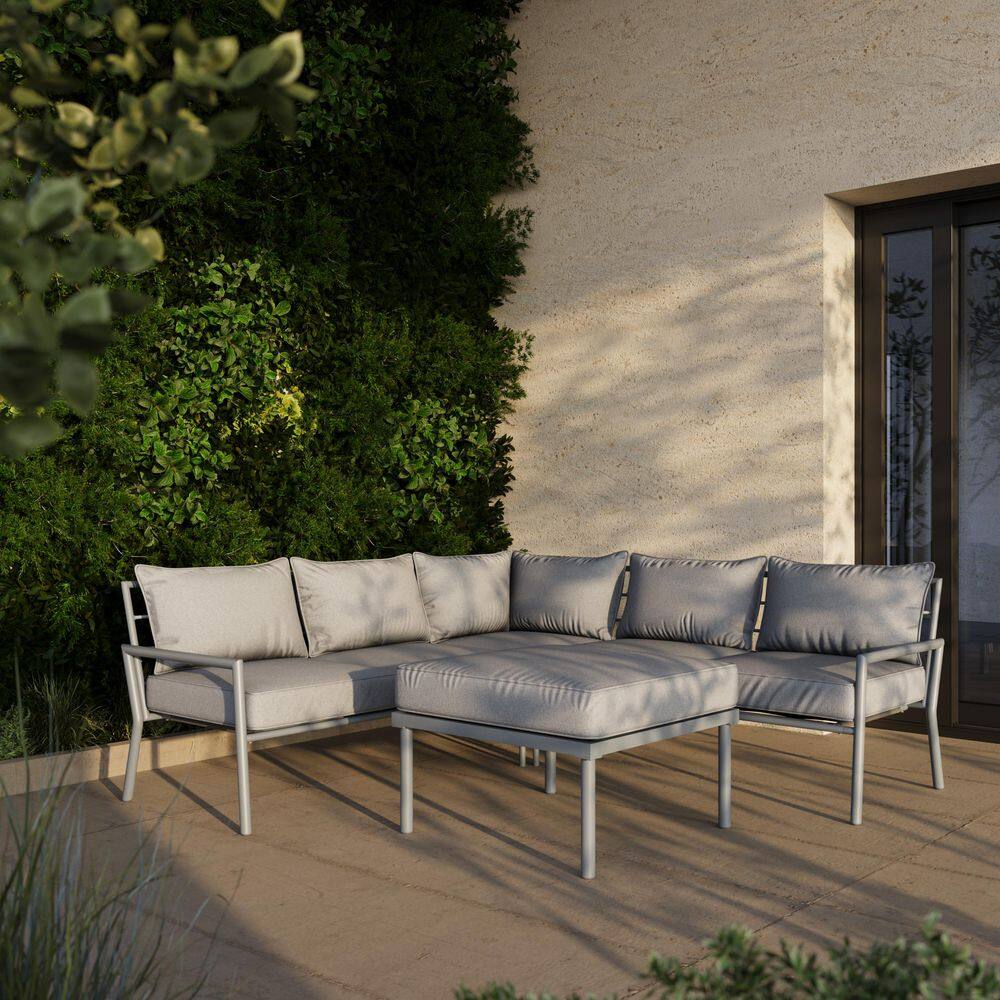 DEKO LIVING 2 Piece Outdoor Gray Sofa and Ottoman Set COP30015 - The ...