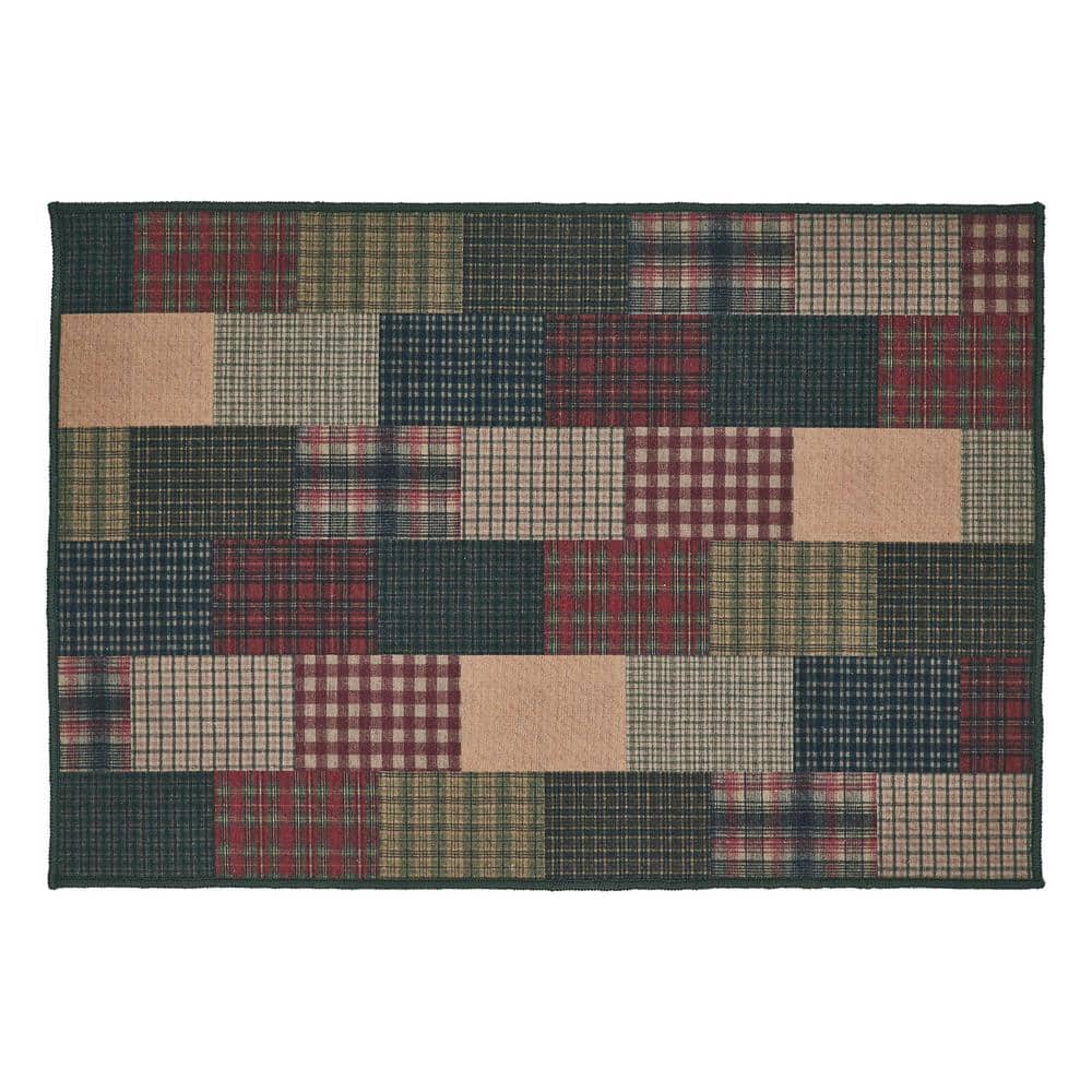 VHC BRANDS Tea Cabin 20 in. W x 30 in. L Multi Plaid Polyester Bathmat ...