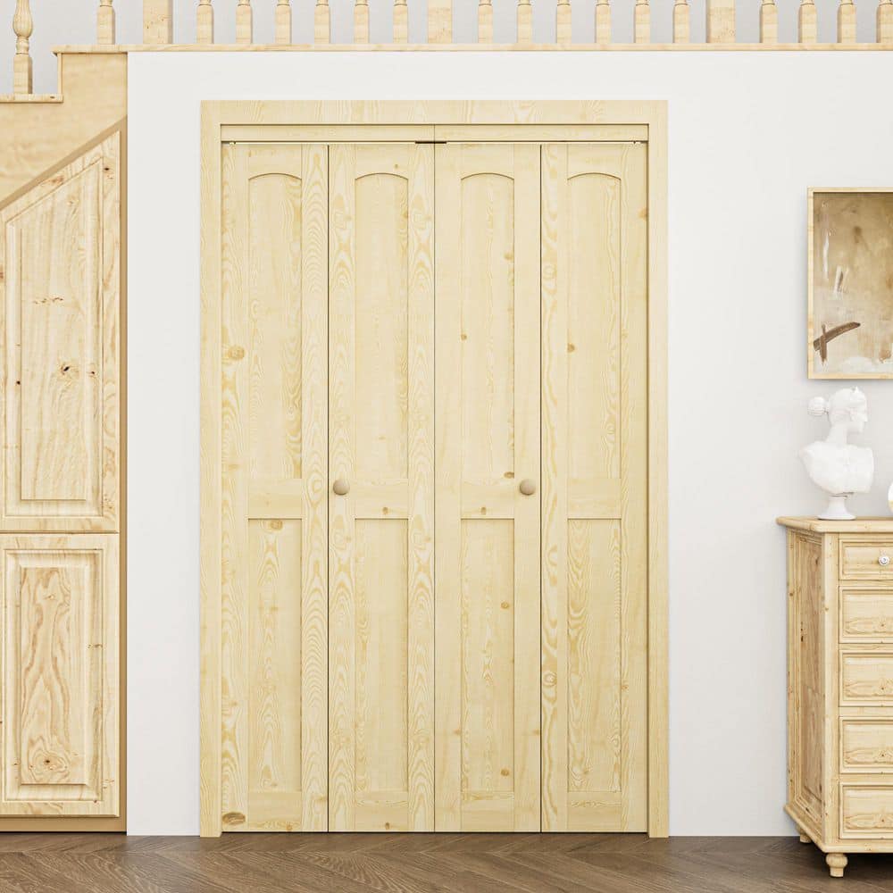 ARK DESIGN 48 in. x 80 in. Arch Panel 2-Lite Solid Core Unfinished Pine ...