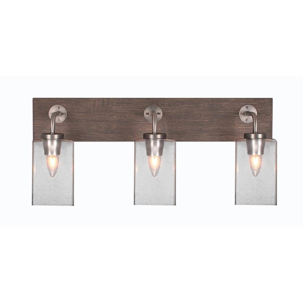 Kirby 26 in. 3-Light Graphite and Painted Distressed Wood-look Metal ...