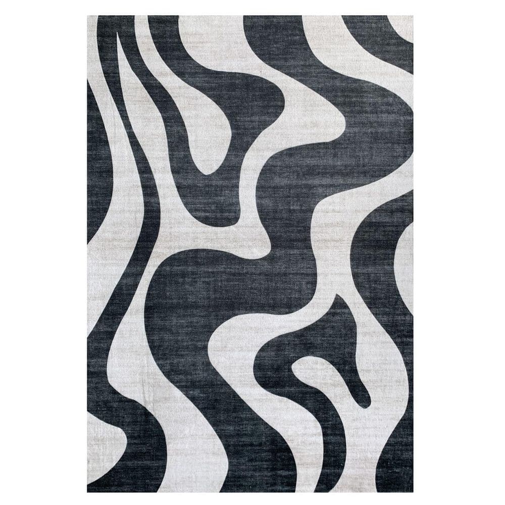 HomeRoots 5 ft. x 8 ft. Black and White Zebra Print Area Rug 2000570048 ...