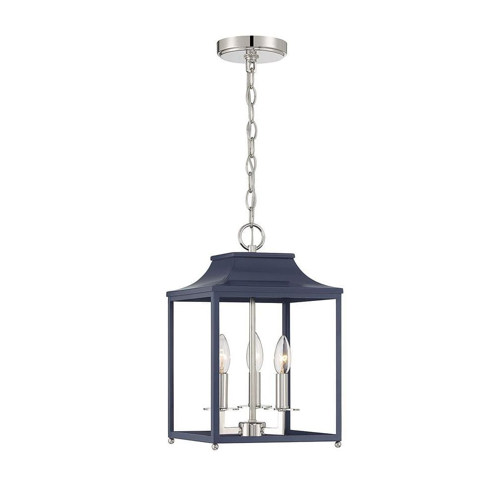 TUXEDO PARK LIGHTING 10 in. W x 16 in. H 3-Light Navy Blue with ...