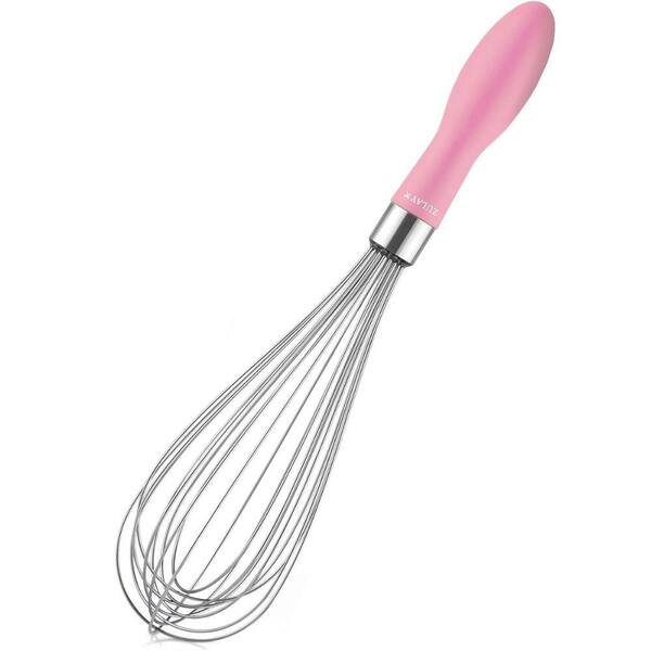 Zulay Kitchen 12 in. Stainless Steel Whisk - Pink Z-BLLN-WHSK-PNK-HNDL ...
