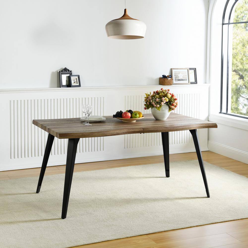 Homy Casa Lancelot Lt Honey Brown Wood Top 63 in. 4 Legs Rectangle ...