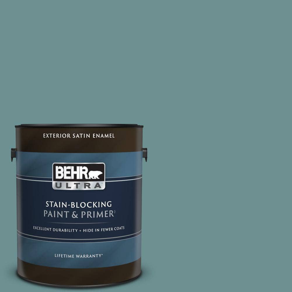 BEHR ULTRA 1 gal. #500F-6 Hallowed Hush Satin Enamel Exterior Paint ...