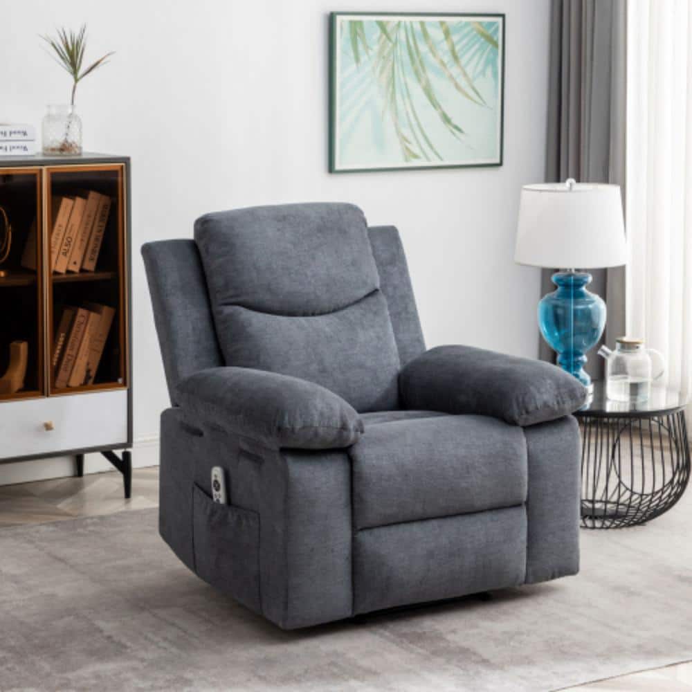 Clihome Dark Gray Velvet Electric Power Recliner Chair with Adjustable ...