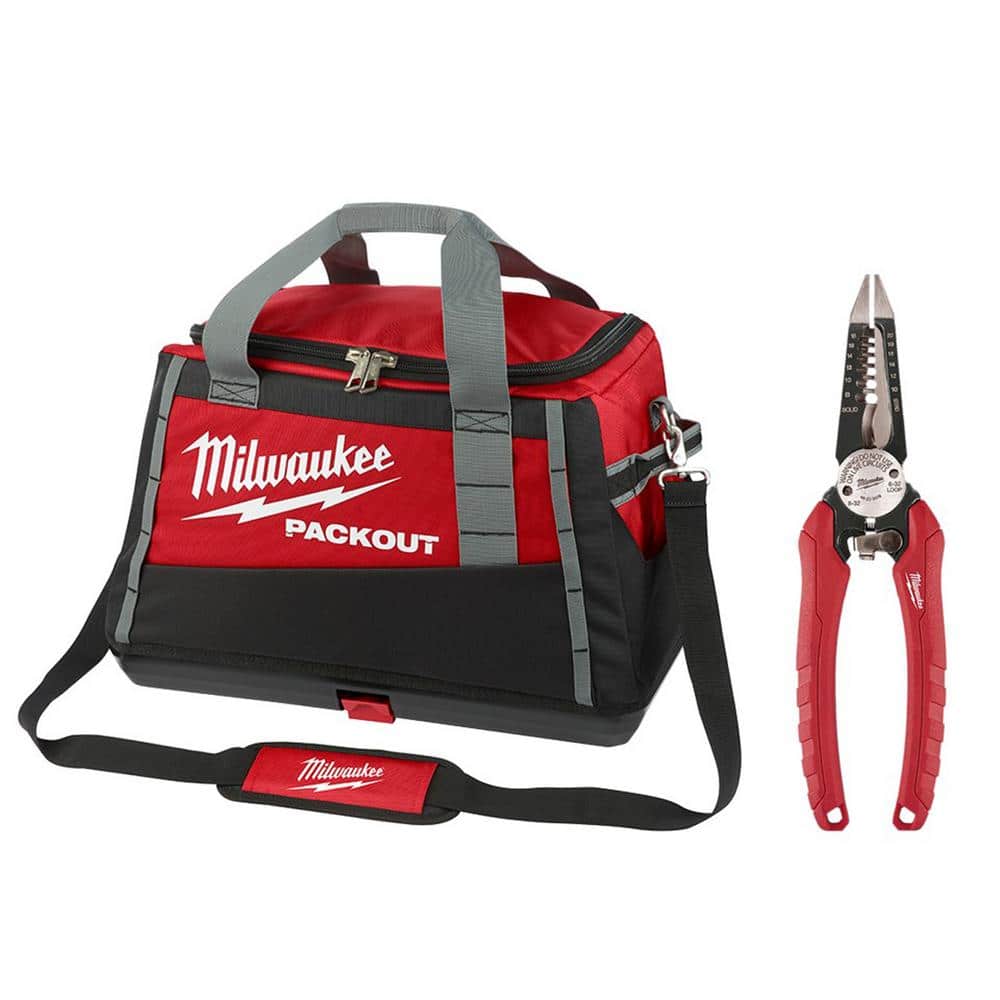 Milwaukee 20 in. PACKOUT Tool Bag/Tote with 6-in-1 Wire Stripper Pliers ...