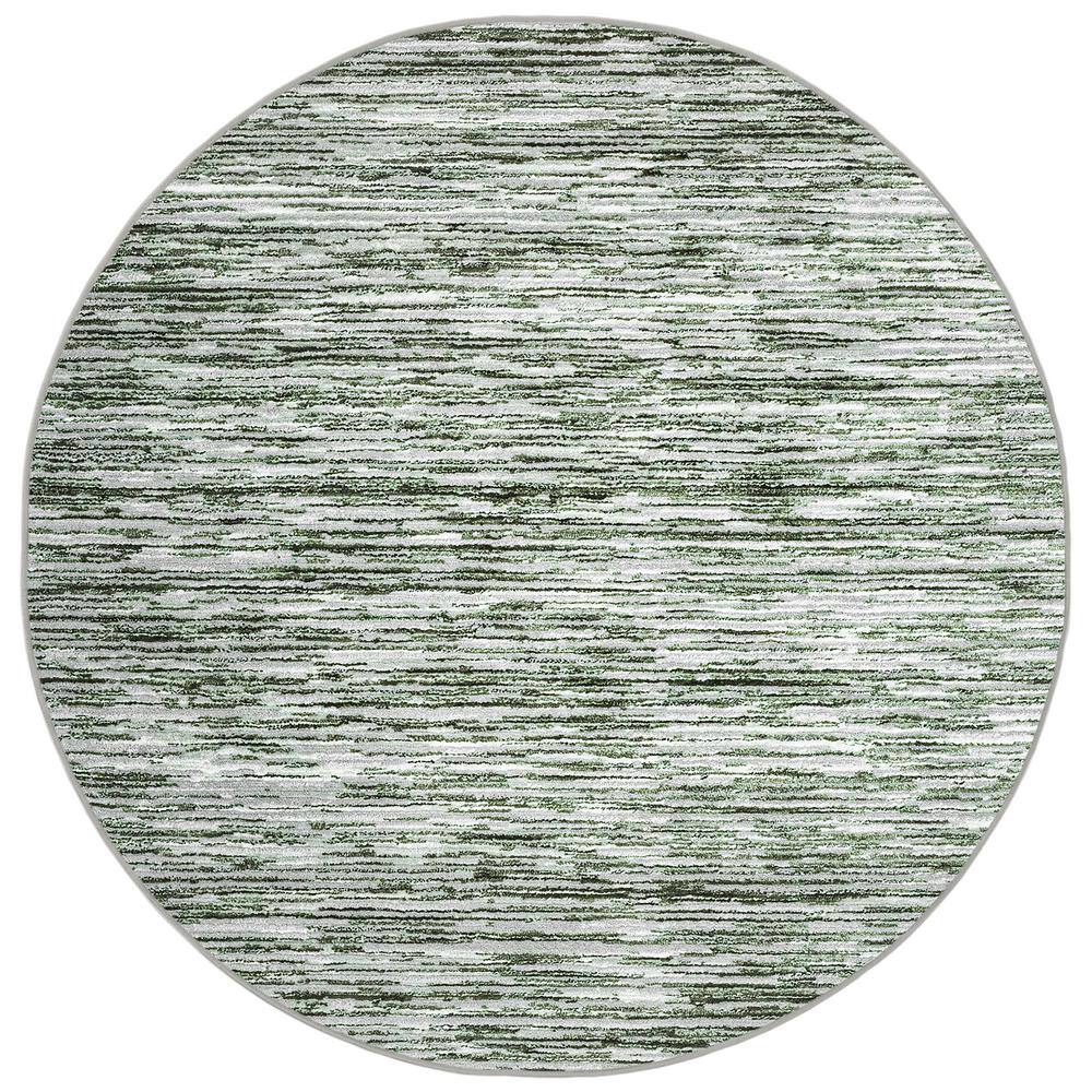Davide 1228 Transitional Striated Green 8 ft. x 8 ft. Round Area Rug ...