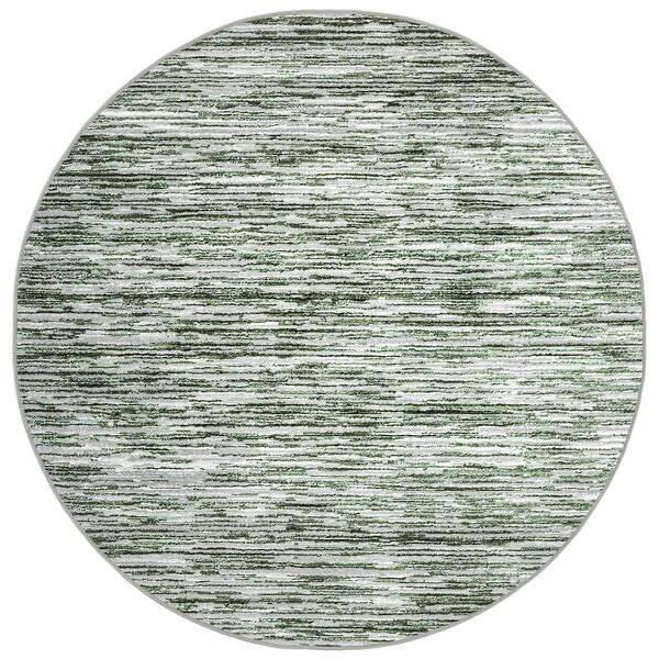 Davide 1228 Transitional Striated Green 8 ft. x 8 ft. Round Area Rug ...