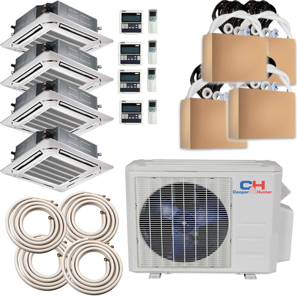 Ramsond Sophia 36000 BTU 3 Ton 22.5 SEER 4-Cassette Multi-Zone Ductless ...
