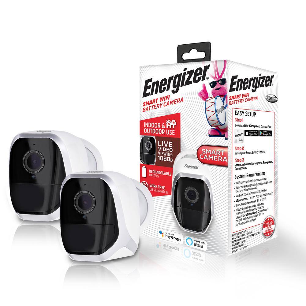 Energizer Wireless Outdoor 1080P Smart WiFi Security Camera (2-Pack ...