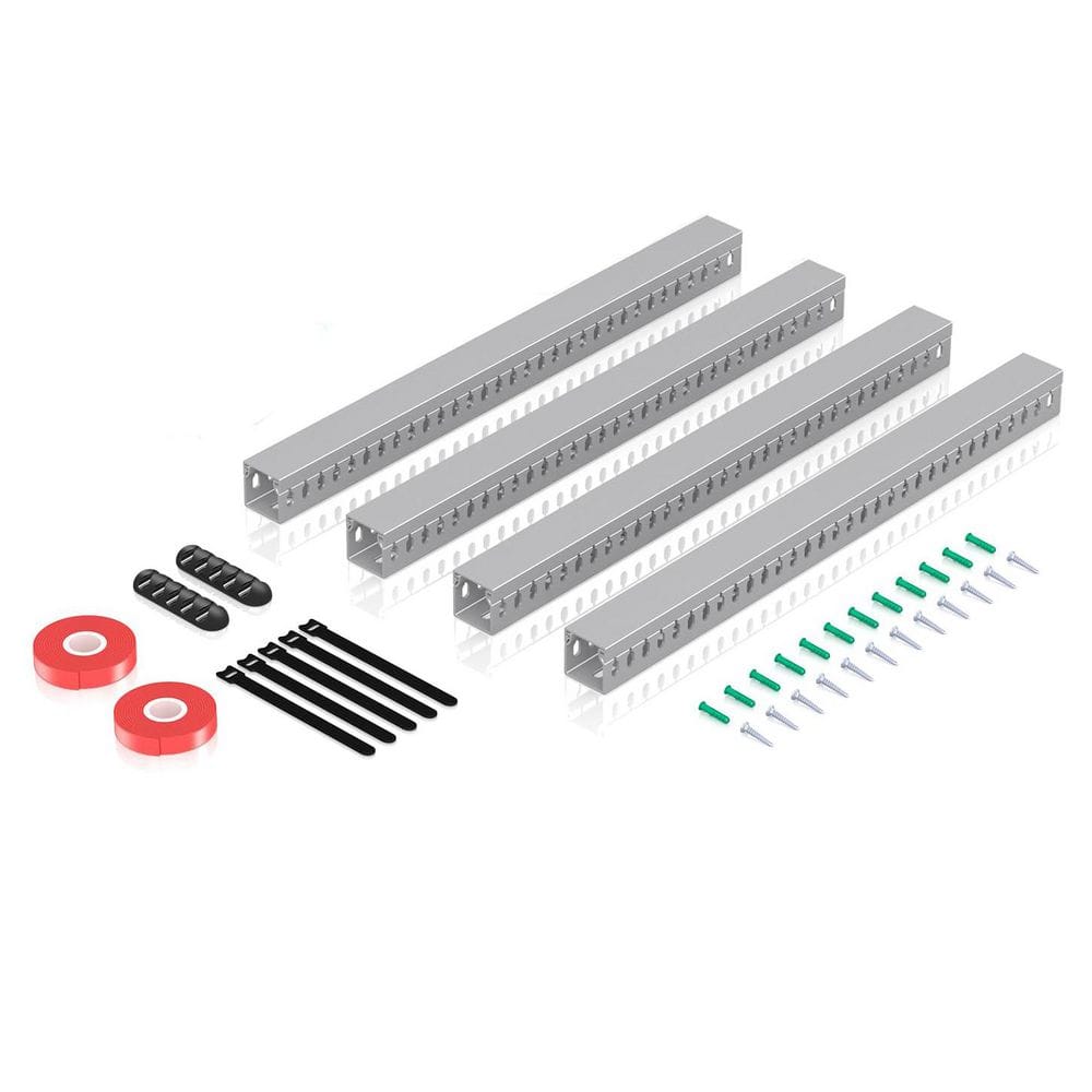 Yichuhaoxi 4 in. x 15.7 in. Cable Management Cable Raceways Grey 4-Pack ...