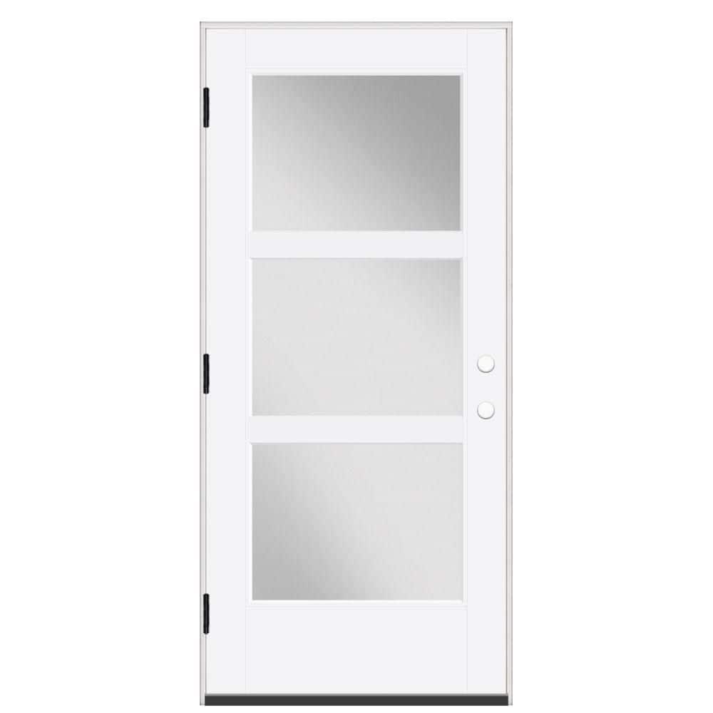 Masonite Vistagrande 36 in. x 80 in. Right-Hand/Outswing 3 Lite Pearl ...